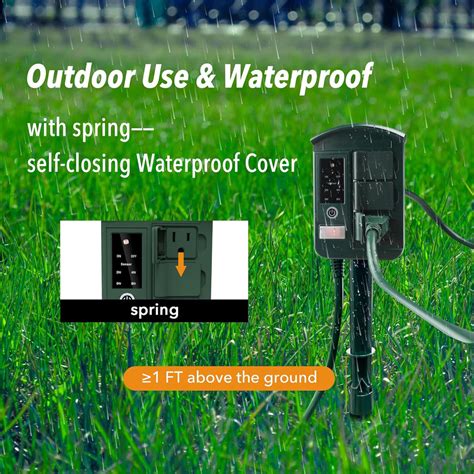 Remote Control Outdoor Power Stake Timer Waterproof Power Strip 6 Grou