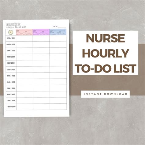 3 Patient Printable Daily Nurse Hourly Rounding To Do List Instant