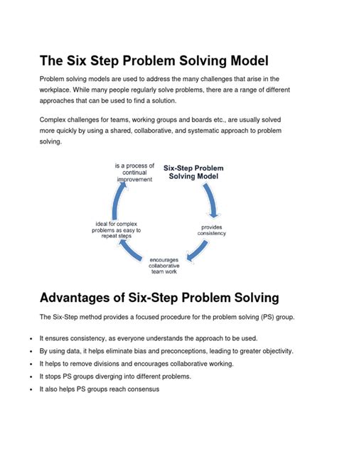 The Six Step Problem Solving Model Pdf Cognitive Science Cognition
