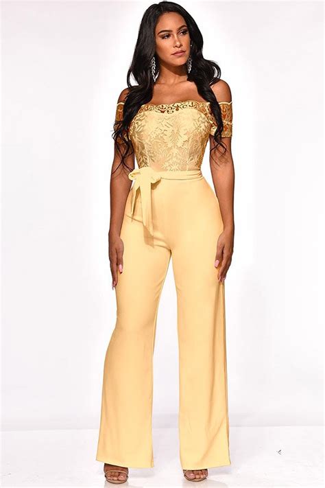 Embroidered Jumpsuits Short Sleeve And Off Shoulder Design