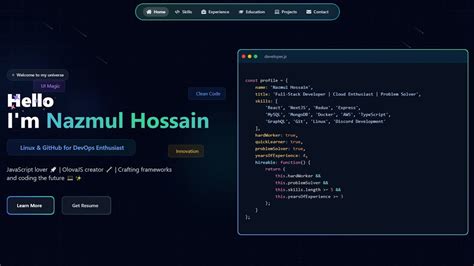 A Sleek Portfolio Built With React And Tailwind Css Youtube
