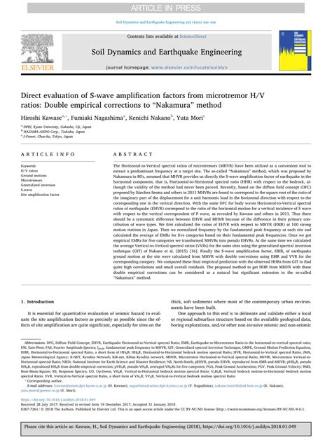 Pdf Direct Evaluation Of S Wave Amplification Factors From