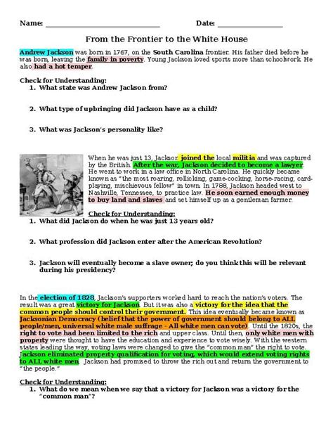 Andrew Jackson Reading Jacksonian Democracy Nullification Crisis