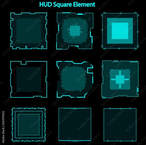 Set Of Hud Square Elements Futuristic Sci Fi Modern User Interface Set Hud Square Elements Head