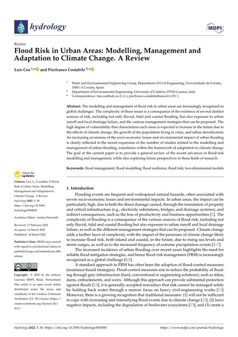 PDF Flood Risk In Urban Areas Modelling Management And Adaptation To Climate Change A Review