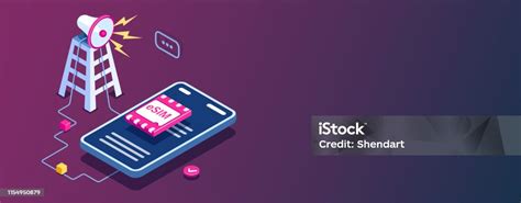 Esim 카드 칩 기호입니다 Gsm 타워 개념입니다 미래의 프로젝션 Sim 카드입니다 현대 통신 기술 웹 배너 인포 그래픽 영웅