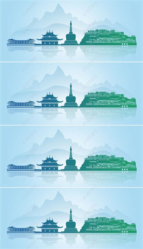 西藏拉萨地标建筑剪影 矢量可清晰缩放 下载 编号20460452 抽象 渐变 我图网