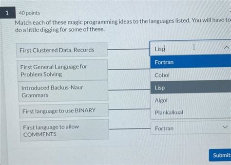 Solved 40 Points Match Each Of These Magic Programming Ideas