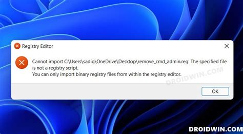 Cannot Import The Specified File Is Not A Registry Script Fixed Droidwin