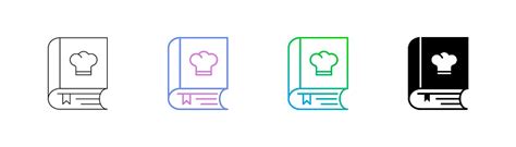 쿡북 아이콘에는 편집 가능한 스트로크 라인 듀오컬러 라인 그라디언트 라인 및 솔리드의 네 가지 스타일이 있습니다 웹 디자인 모바일 앱 Ui Ux 및 Gui 디자인에