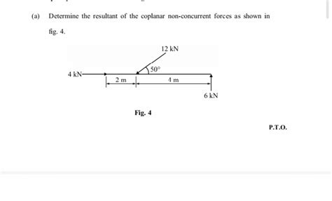 A Determine The Resultant Of The Coplanar Non Concurrent Forces As Show