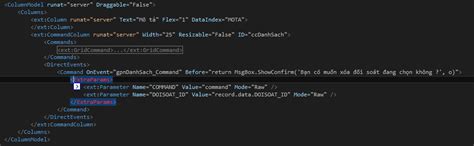 extraparams on gridpanel commandcolumn s direct event cause error on