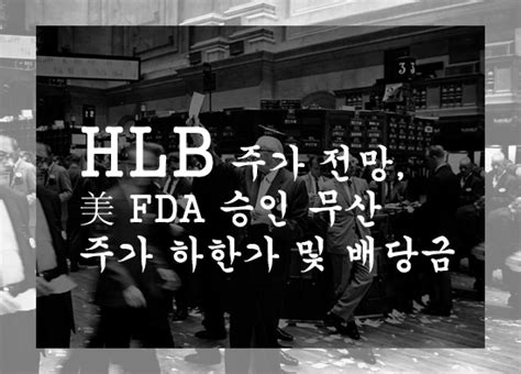 Hlb 주가 전망 美 Fda 승인 무산 주가 하한가 및 배당금 요약정리 Only One Life