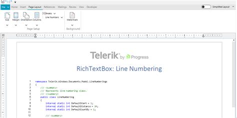 Line Numbering RadRichTextEditor Telerik UI For WinForms