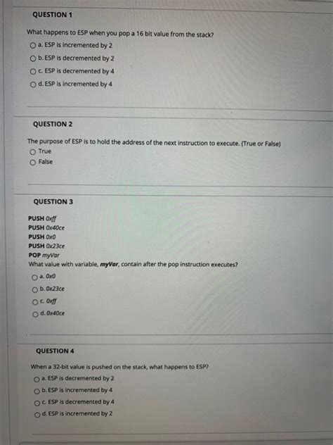 Solved QUESTION What Happens To ESP When You Pop A Bit Chegg Com