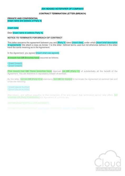 Contract Termination Letter Breach Cloudlegal Support