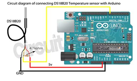 Interfacing DS B Temperature Sensor With Arduino ESP And ESP Circuit Schools