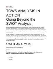 SWOT Analysis Doc TOWS ANALYSIS IN ACTION Going Beyond The SWOT