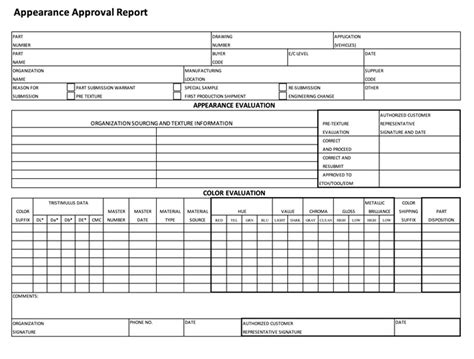 ppap excel template