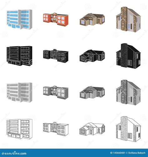 Isolated Object Of Facade And Housing Sign Set Of Facade And Infrastructure Stock Symbol For