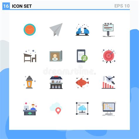 Mobile Interface Flat Color Set Of 16 Pictograms Of Promo Advertising Beach Advertisement