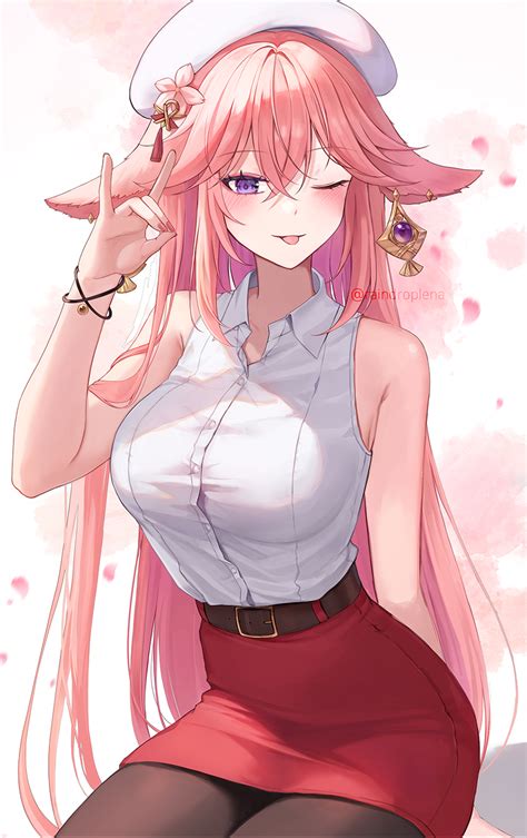 Yae Miko And Yae Miko Genshin Impact Drawn By Nanahumi Danbooru