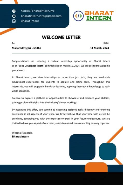 Likhitha Reddy On Linkedin Bhartintern