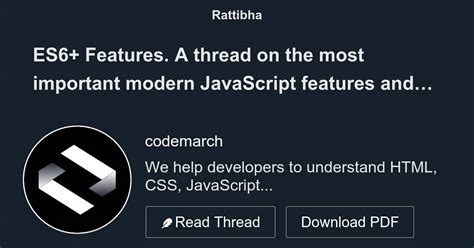 ES Features A Thread On The Most Important Modern JavaScript Features And How To Use Them