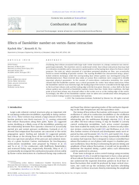 pdf effects of damköhler number on vortex flame interaction