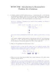 Problem Set Solutions Pdf ECON Introduction To Econometrics Problem Set Solutions