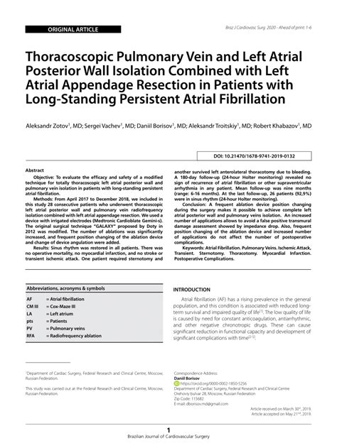Pdf Thoracoscopic Pulmonary Vein And Left Atrial Posterior Wall
