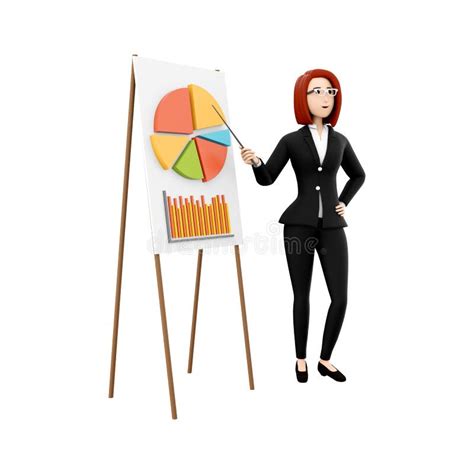 3d Render Standing Business Woman 3d Rendering Woman Showing Diagrams