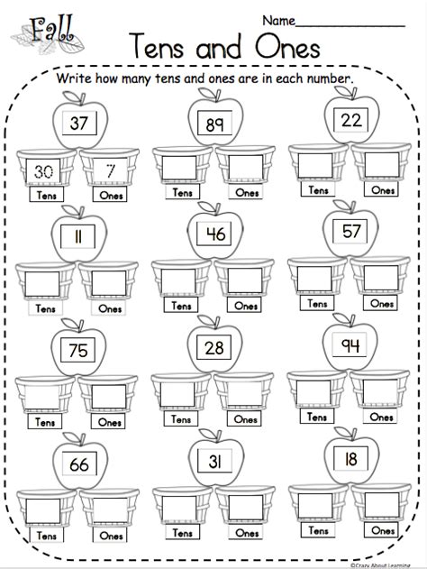 Place Values Tens And Ones Fall Math Free Worksheet Made By Teachers