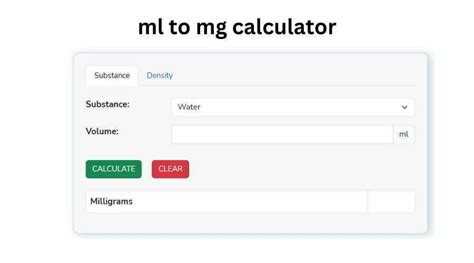 Ml To Mg Calculator Calculatorway
