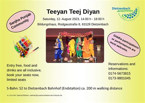 Teeyan Fest Am 12082023 Zusammenleben Der Kulturen In Dietzenbach Ev