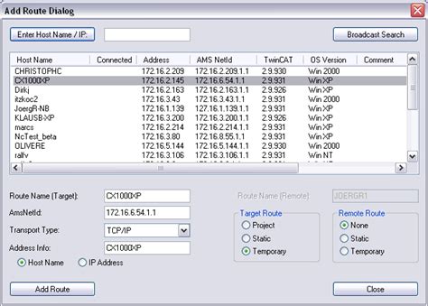 Add Route Dialog
