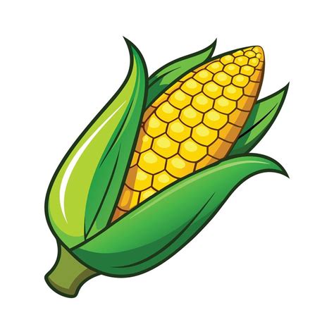Colorful Corn With Yellow Kernels And Husk Design 57240422 Vector Art