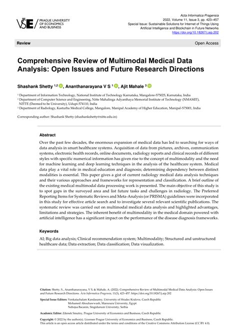 PDF Comprehensive Review Of Multimodal Medical Data Analysis Open Issues And Future Research