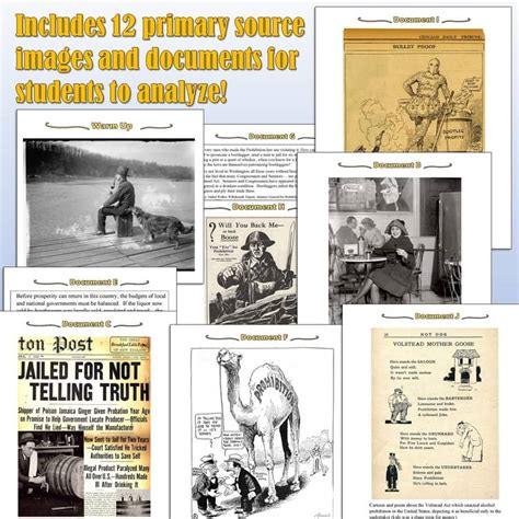Prohibition And The 18th Amendment Lesson Readings Worksheet Image Activity