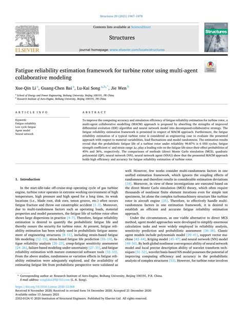 Pdf Fatigue Reliability Estimation Framework For Turbine Rotor Using Multi Agent Collaborative