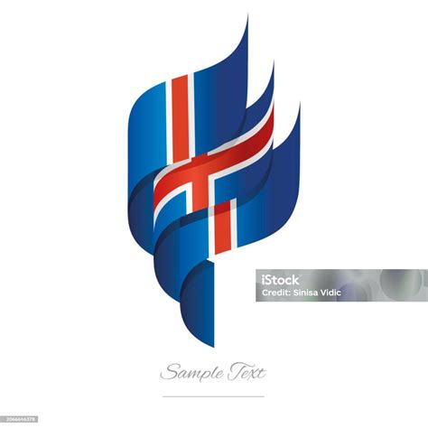 아이슬란드 추상 3d 물결 모양의 깃발 블루 화이트 레드 현대 아이슬란드 리본 토치 불꽃 스트립 로고 아이콘 벡터 0명에 대한 스톡 벡터 아트 및 기타 이미지 Istock