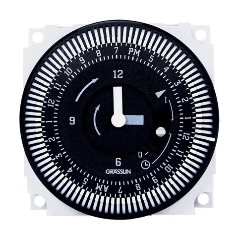 Grasslin Oem Quartz Analogue Time Clock Black Face White Tappet Timer