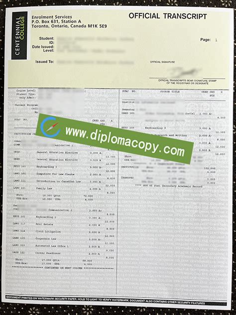 Purchase Official Centennial College Transcript Certificate Buy Fake