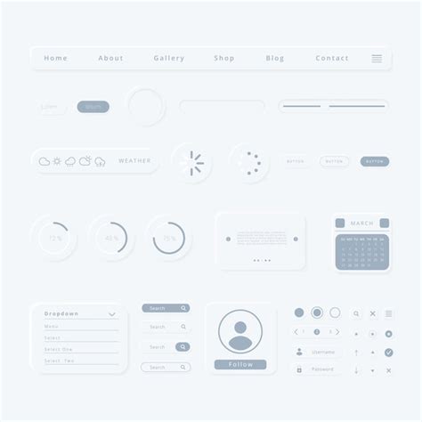 Premium Vector Ui Components Elements With Neumorphic Style For