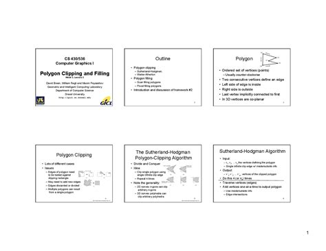 Polygon Clipping And Filling Computer Graphics Cs 430 Docsity