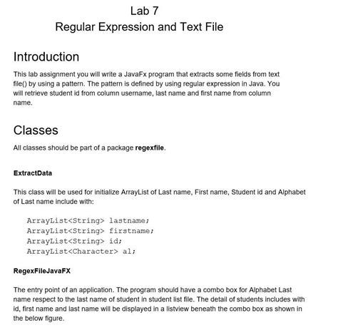 Solved Lab 7 Regular Expression And Text File Introduction