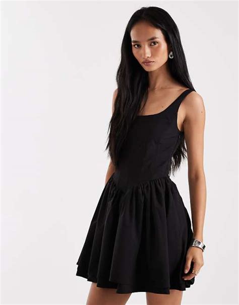 Only Corset Detail Mini Dress In Black Asos