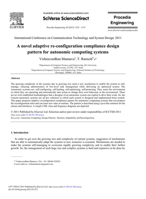 Pdf A Novel Adaptive Re Configuration Compliance Design Pattern For Autonomic Computing Systems