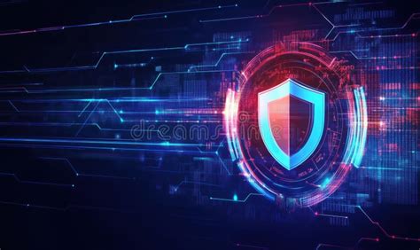 Digital Security Shield With Glowing Lines And Futuristic Technology