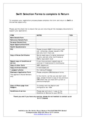 Fillable Online Form And Return Swift Selection Fax Email Print PdfFiller